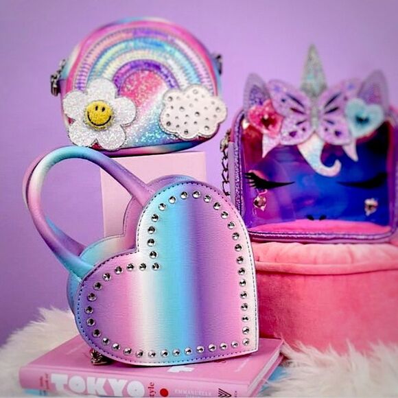 Omg Accessories | Bags | Omg Accessories Rhinestone Heart Ombre ...